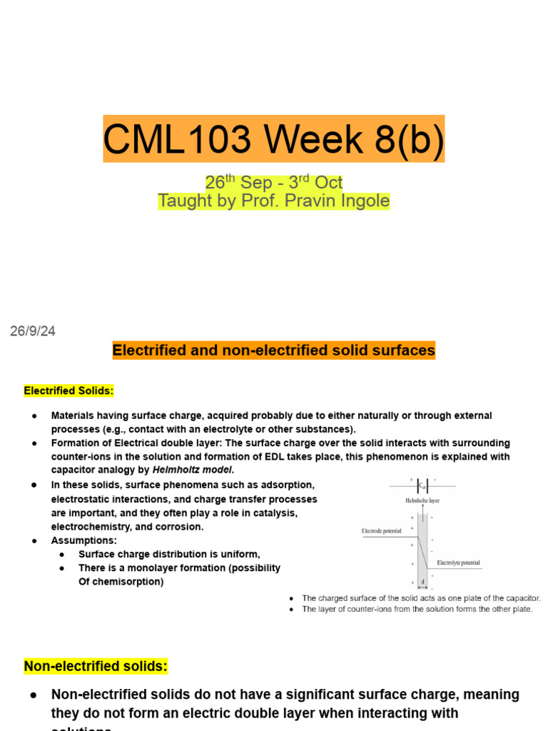 CML103 Week8 B | PDF | Adsorption | Catalysis