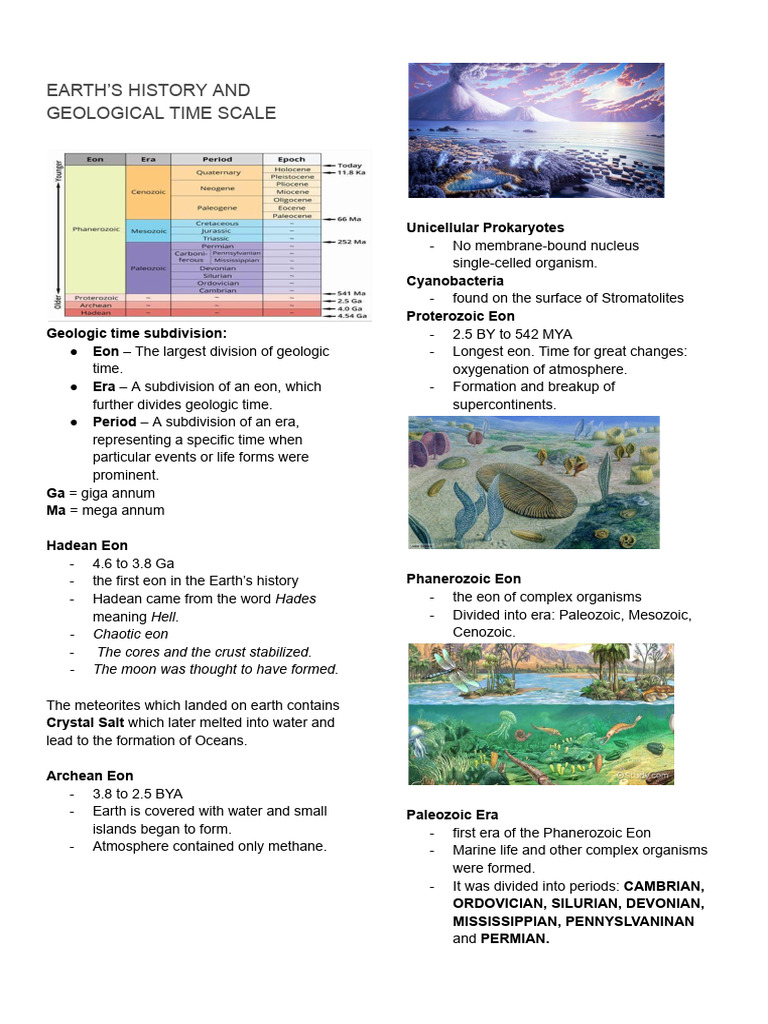 Earth's History and Geological Time Scale | PDF | Geologic Time Scale ...