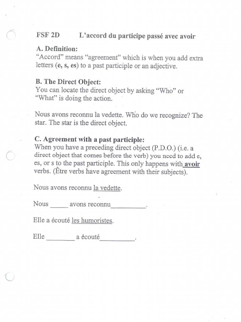L'accord du participe passe | PDF
