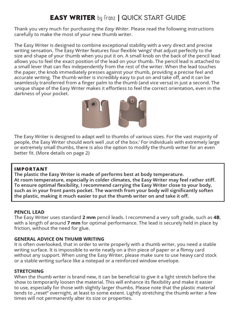 Easywriter Quick Start Guide v2!1!25439 | PDF | Thumb