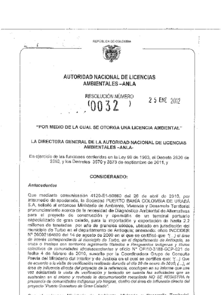 Anexo 9 - Permisos Del Contratante. Resolución 0032 Licencia Ambiental ...