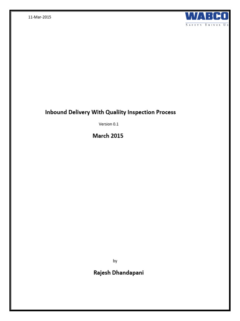 Inbound Delivery With Quality Inspection Process | PDF | Receipt