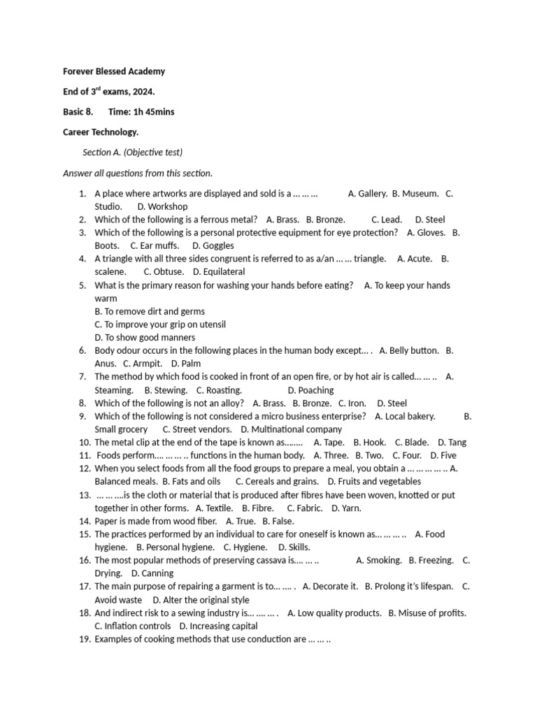 3rd Term Career Basic 8. Justine | PDF | Textiles