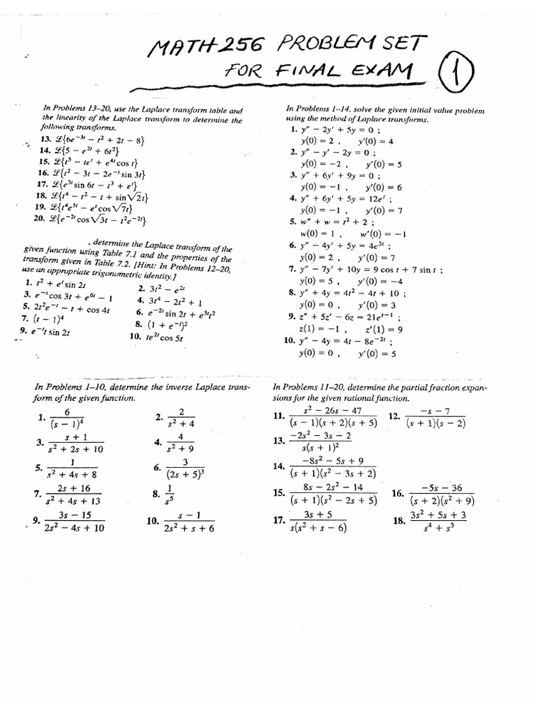 Math 256 Diff Final Problem Set | PDF