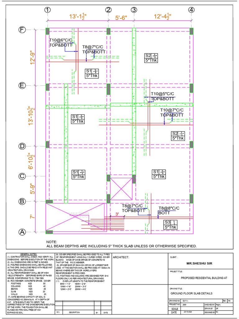 Bandari Layout 23-10-2024-GROUND FLOOR ROOF BEAM LAYOUT & DETAILS-2 | PDF | Foundation ...