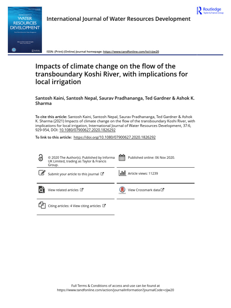 Impacts of Climate Change on the Flow of the Transboundary Koshi River ... Impacts of Climate Change on the Flow of the Transboundary Koshi River ...
