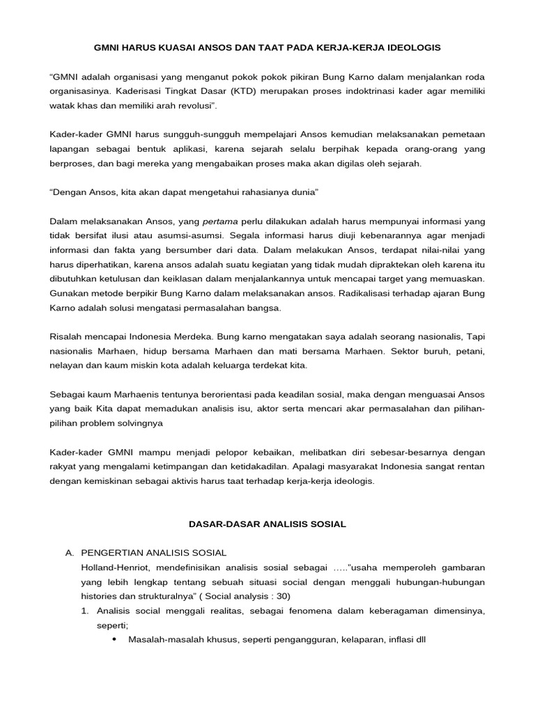 Gmni Harus Kuasai Ansos Dan Taat Pada Kerja | PDF