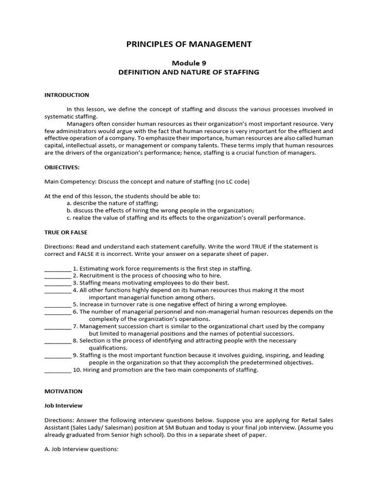 MGT1 - Module 9 | PDF | Human Resources | Recruitment