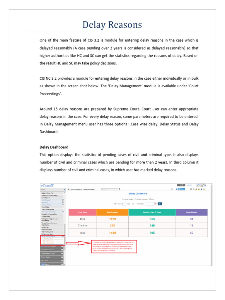 Delay - Reasons-Manual in CIS 3.2 | PDF | Bail | Defendant