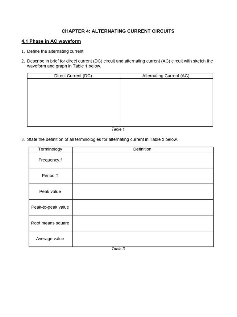 Topic 4 Tutorial Alternating Current Circuits | PDF | Alternating ...