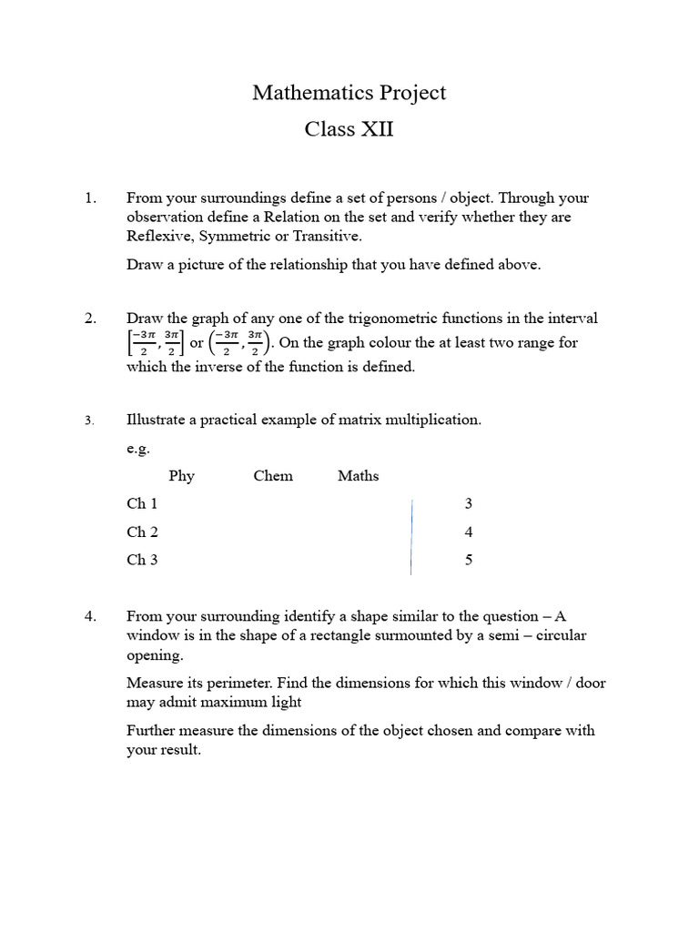 Mathematics Project | PDF