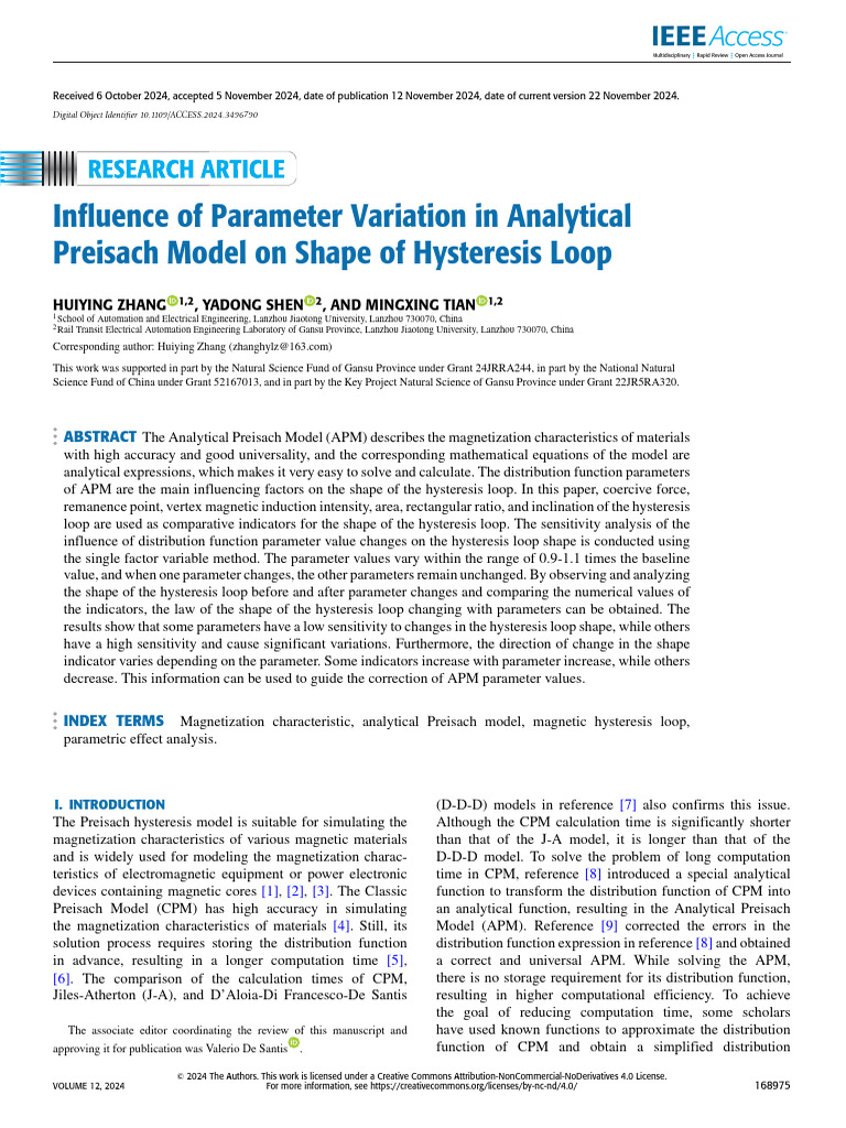 Influence of Parameter Variation in Analytical Preisach Model On Shape of Hysteresis Loop | PDF ...