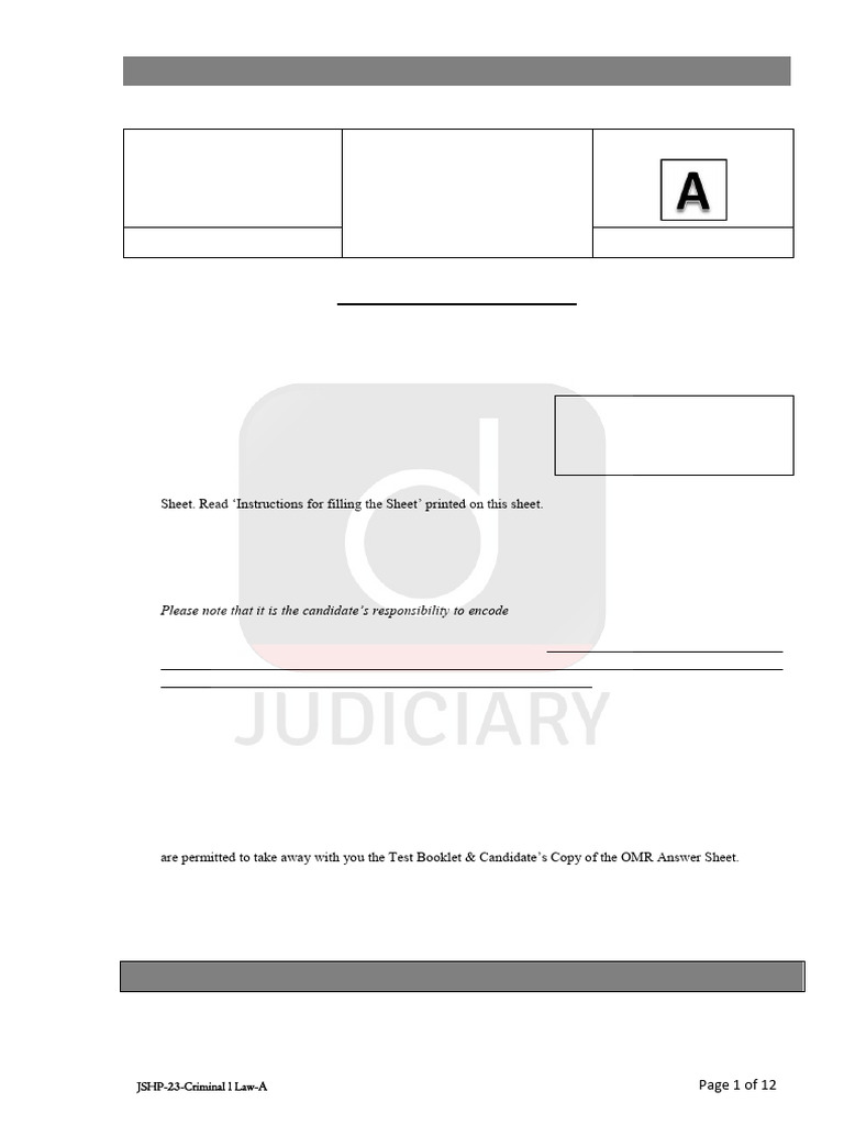 Hpjs Prelims 2023 Criminal Law | PDF | Criminal Procedure In South Africa | Crimes