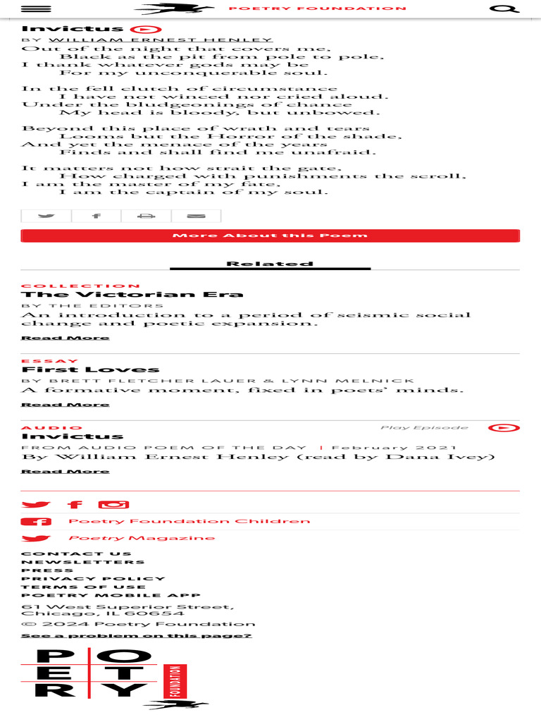 Invictus by William Ernest Henley | PDF