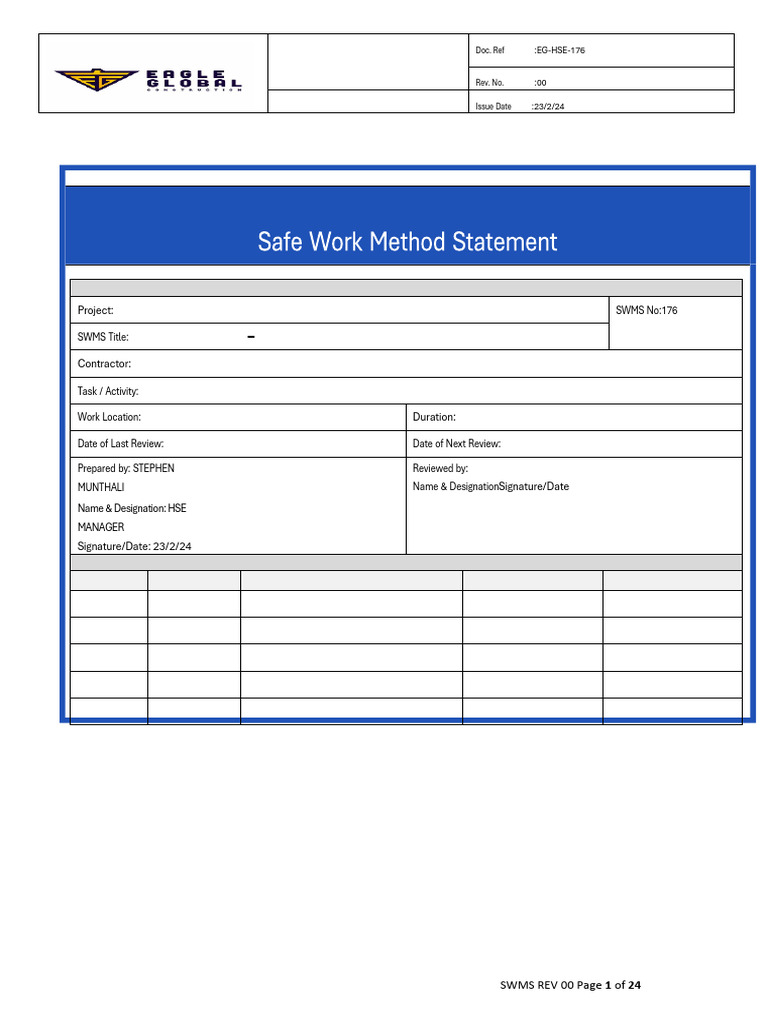 SWMS Site Establishment Office Works 22 | PDF | Risk | Crane (Machine)