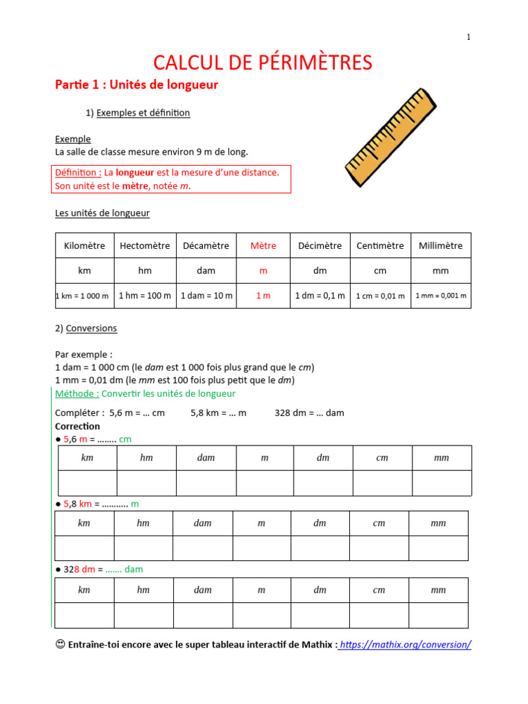 Calcul du périmètre et conversions | PDF | Pi | Géométrie