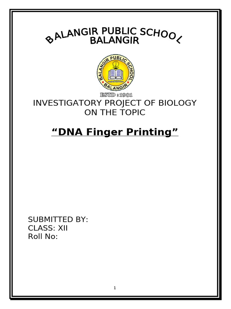 DNA Fingerprinting Investigatory Project | PDF | Dna Profiling | Dna