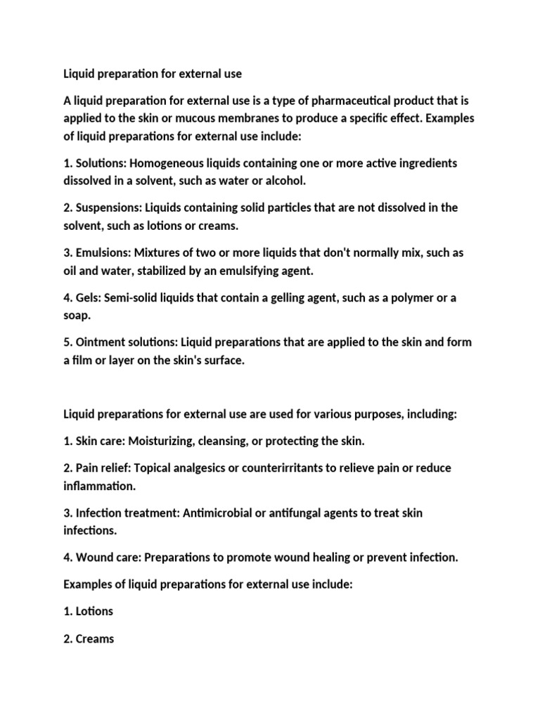 Liquid Preparations For External Uses - Wps Office | PDF | Topical ...