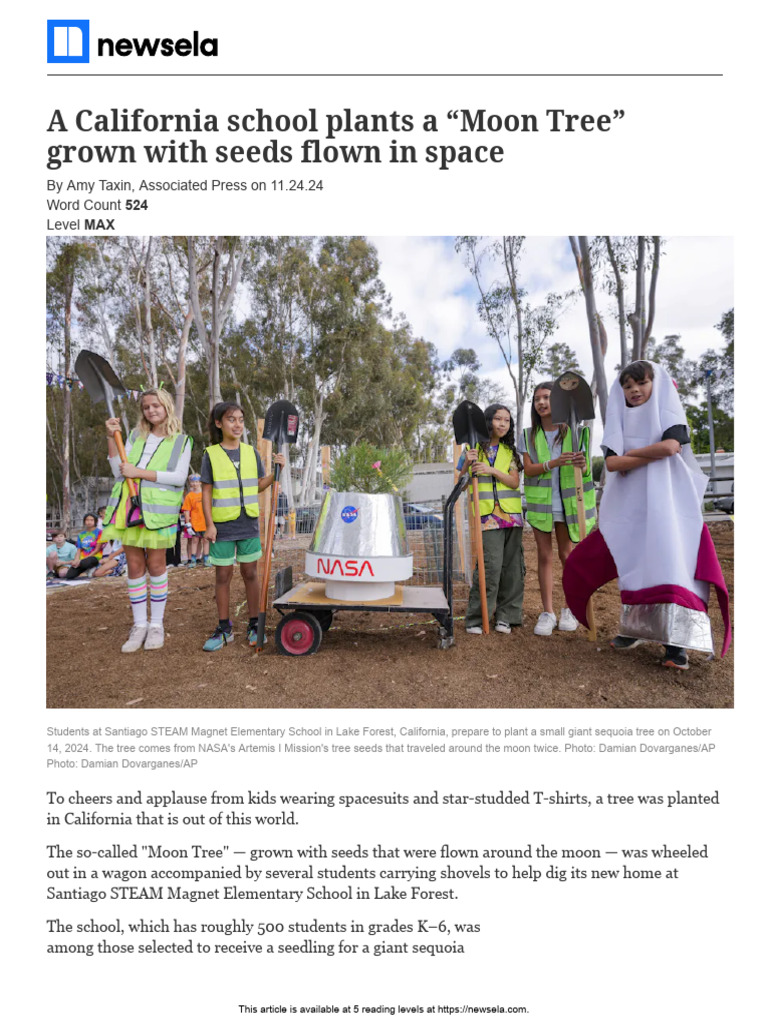 School Plants Moon Tree | PDF | Nasa | Moon