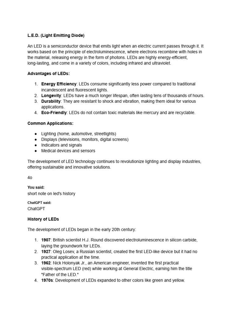 Understanding LED Technology and Benefits | PDF