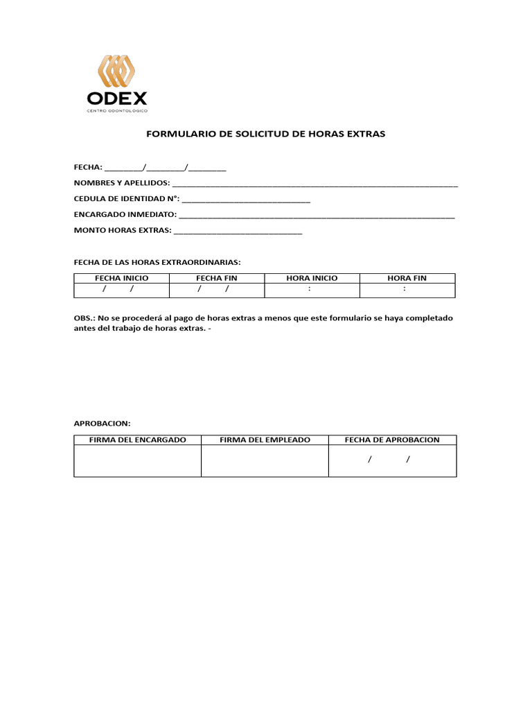 Formularios de Horas Extras | PDF