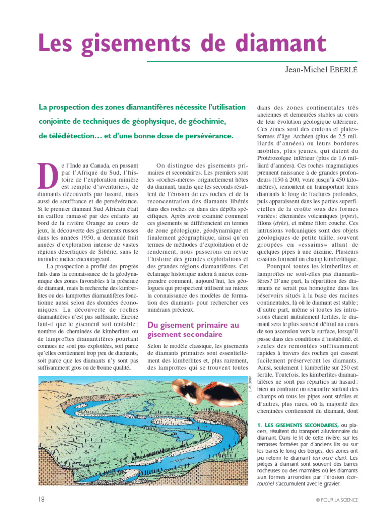 Gisements de diamants : exploration et types | PDF | Diamant ...