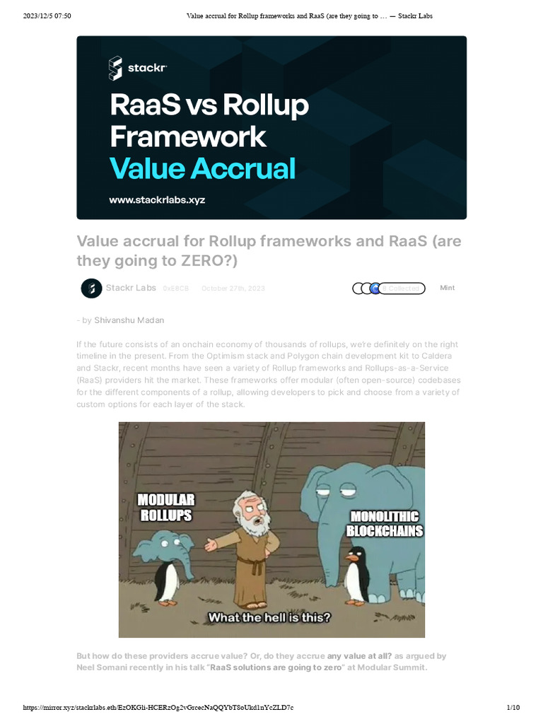 3 Value Accrual For Rollup Frameworks and RaaS (Are They Going To - Stackr Labs | PDF | Revenue