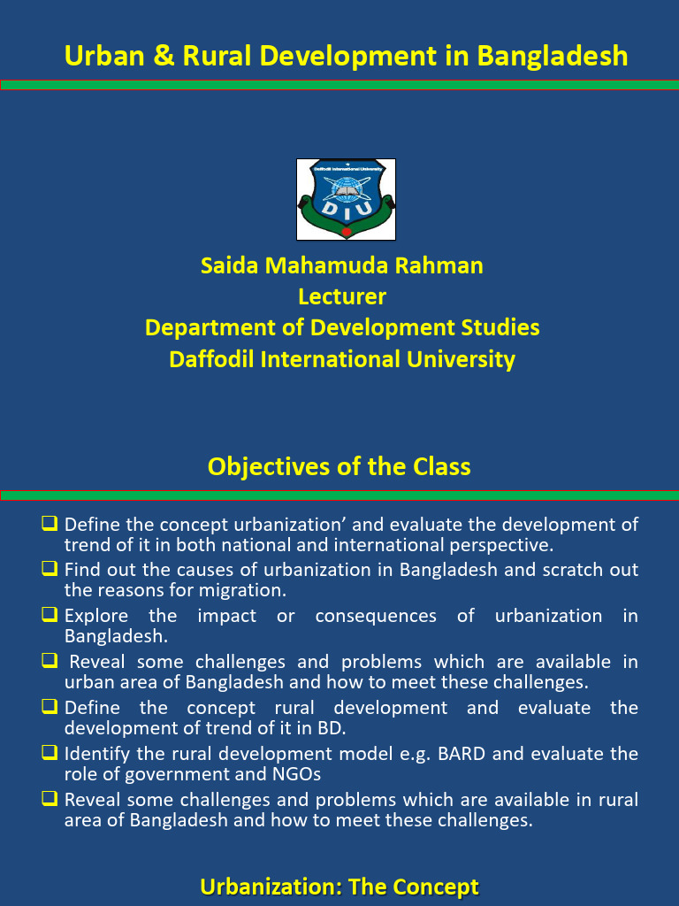 Lecture 21 Urban Rural Development in Bangladesh | PDF | Urbanization ...