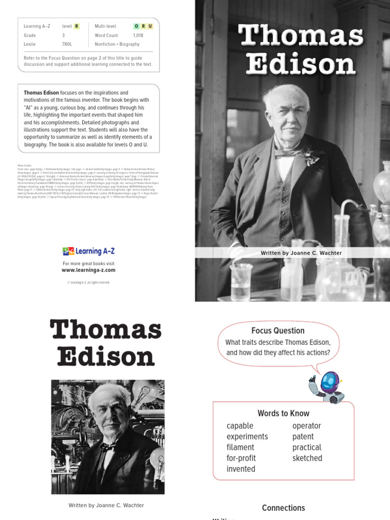 EDEN Thomas Edison RAZ | PDF | Thomas Edison | Incandescent Light Bulb