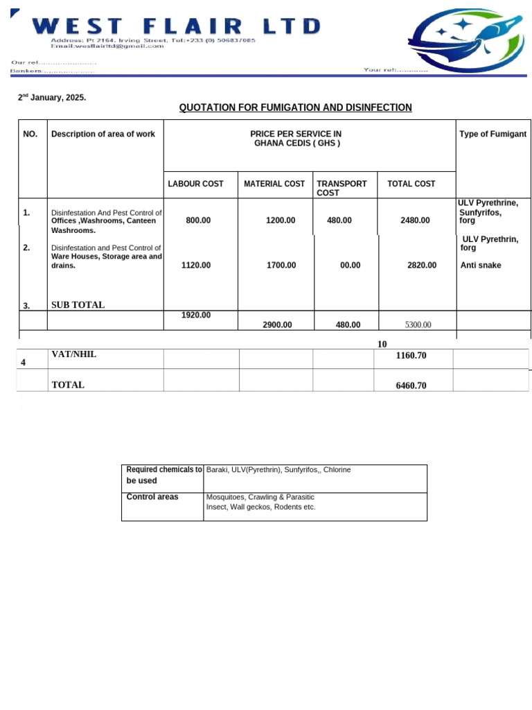 Quotation For Fumigation-1 | PDF | Pest Control | Pest (Organism)
