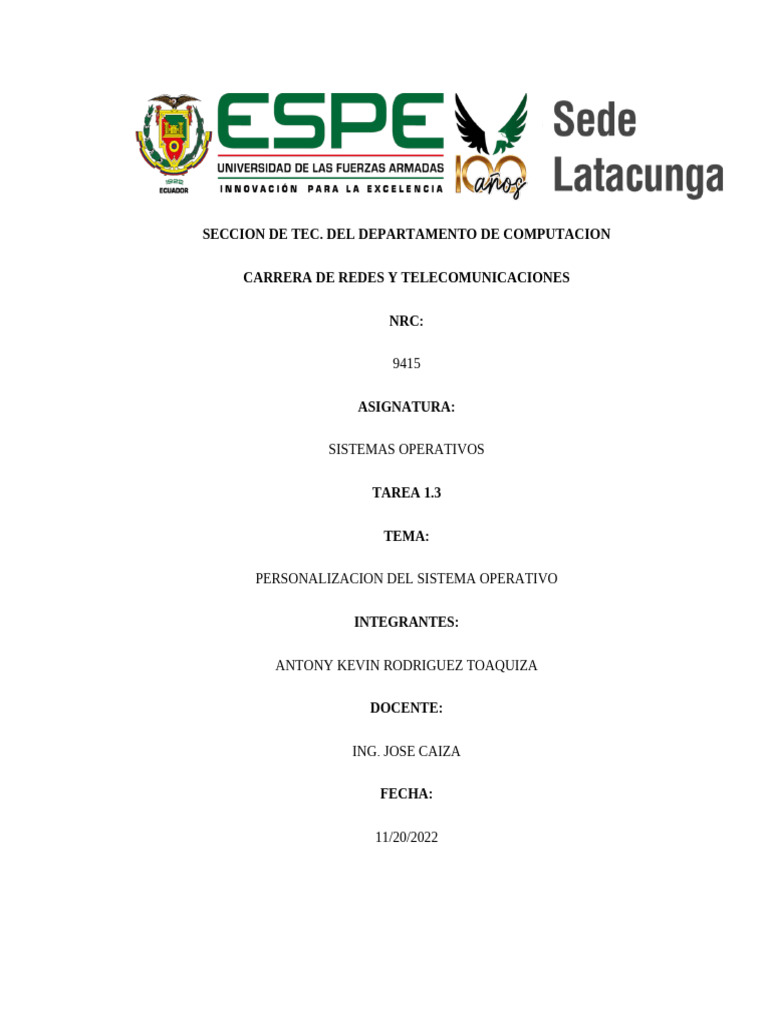 Formato Tareas Sist - Opert | PDF | Archivo de computadora | Sistema ...