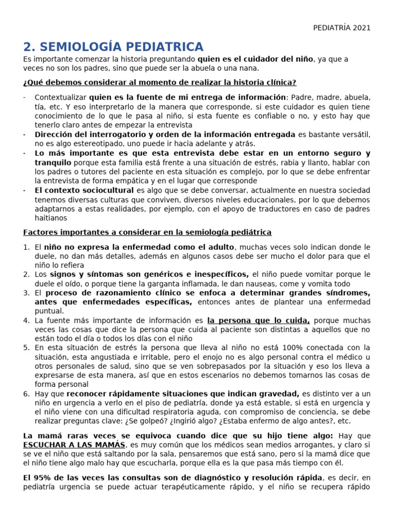 Semiología Pediátrica: Claves 2021 | PDF | Examen físico | Abuso infantil