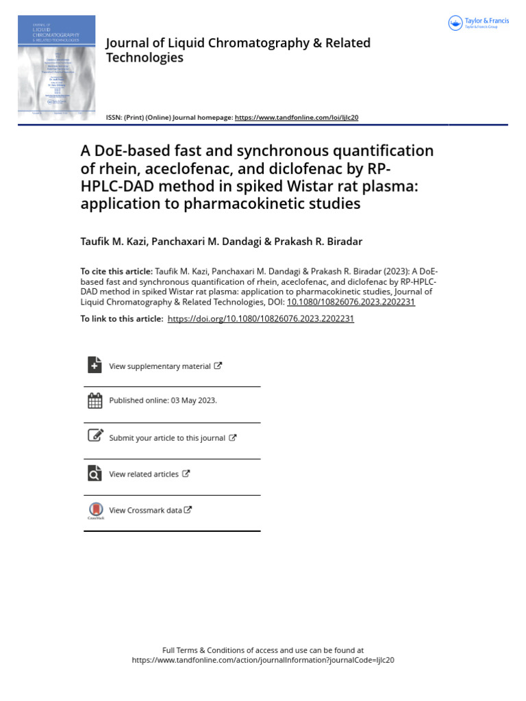 RP-HPLC-DAD Method for Rhein, Aceclofenac, Diclofenac Quantification | PDF | P Value | High ...