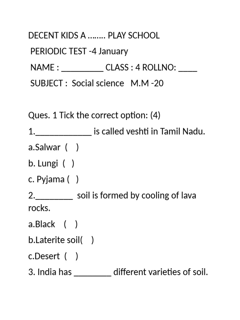 D. K Class - 4 Social Science Copy 2 | PDF