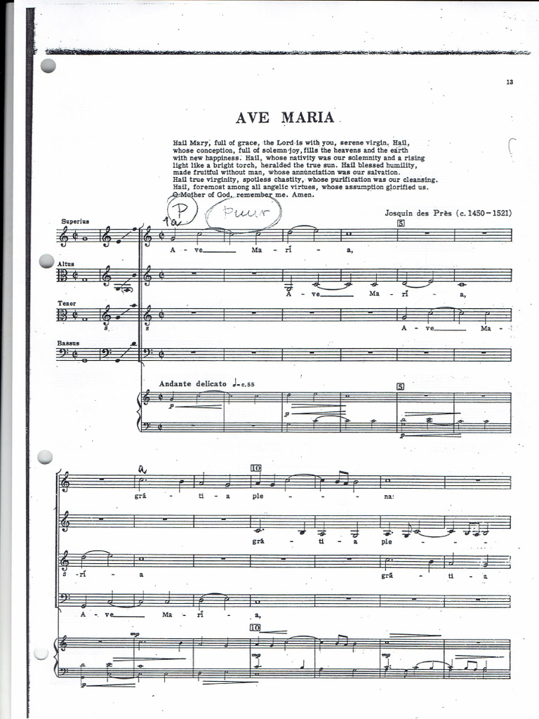 Ave Maria Josquin Des Préz | PDF