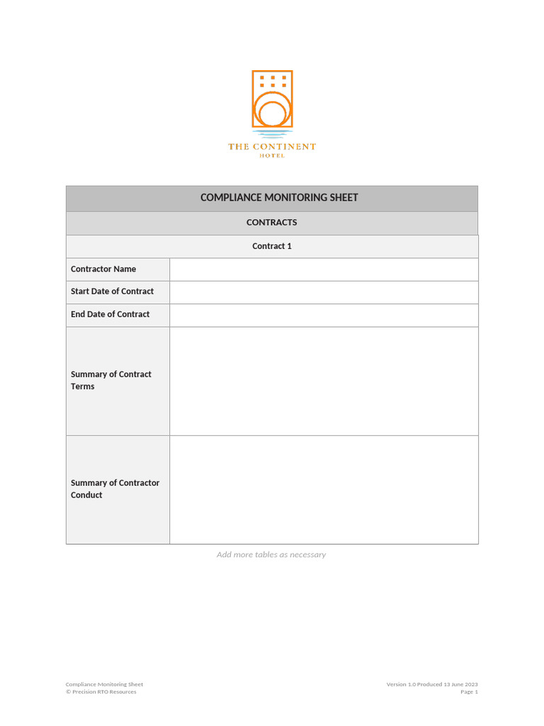 Compliance Monitoring Template | PDF