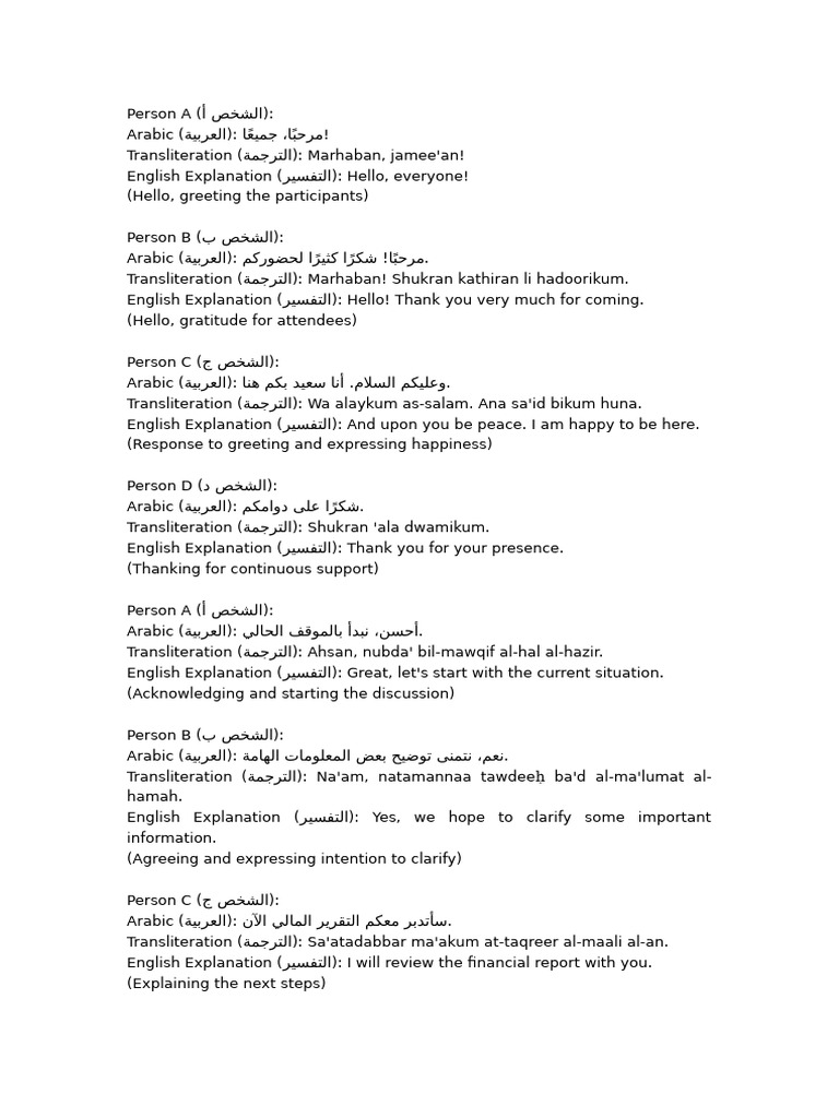 Arabic Conversation | PDF | Grammatical Tense | Verb