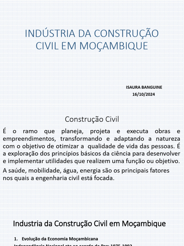 Indústria da Construção Civil em Moçambique | PDF | Moçambique ...