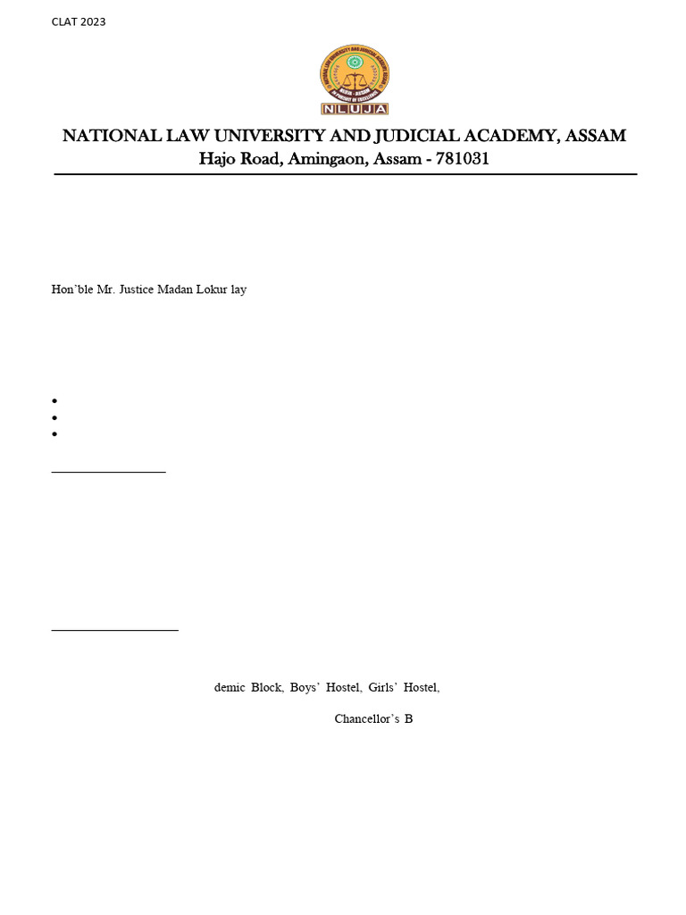 NLUJA Assam Admission Details 2023 | PDF