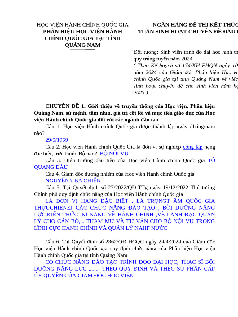 Goi y Cau Hoi on Tap K24 - 2 | PDF