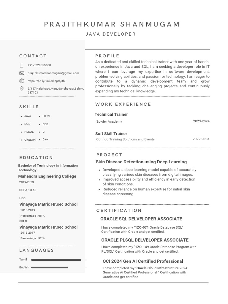 Prajithkumar Shanmugam SDE Resume 2025 | PDF | Pl/Sql | Computing