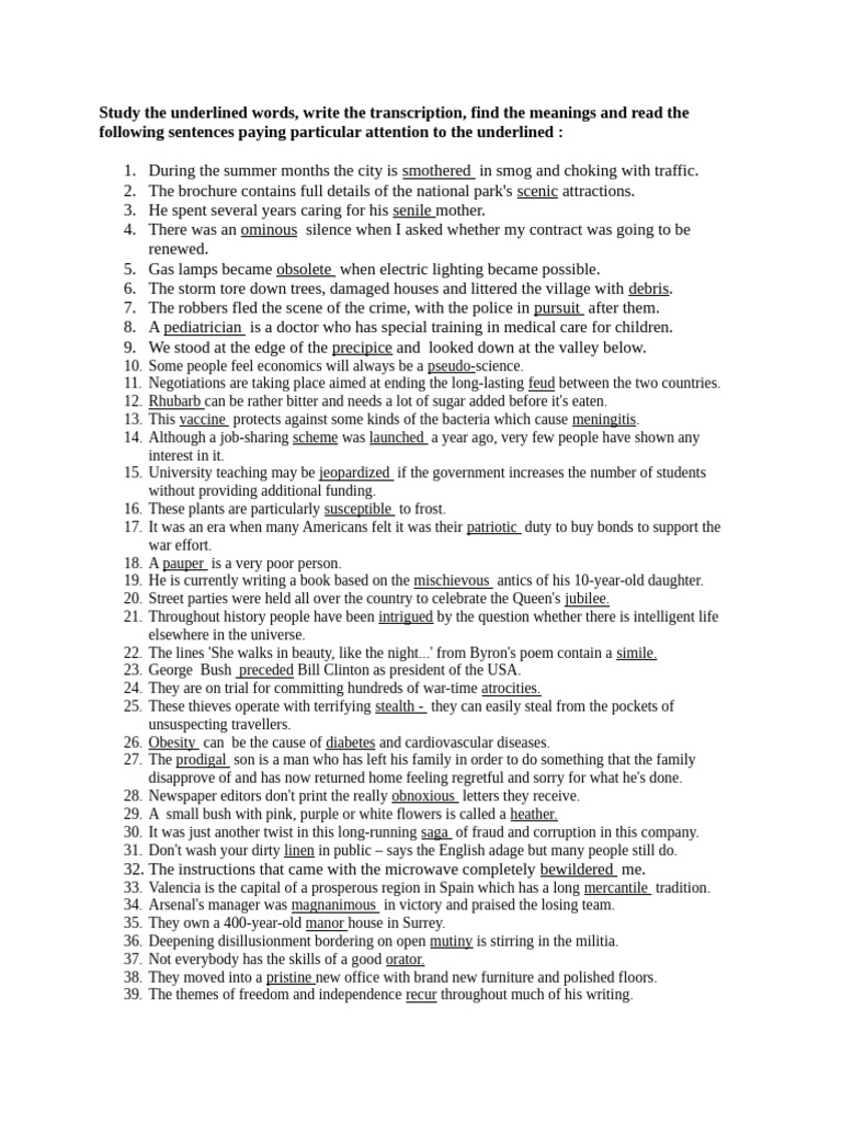 Revision Sentences II Year | PDF
