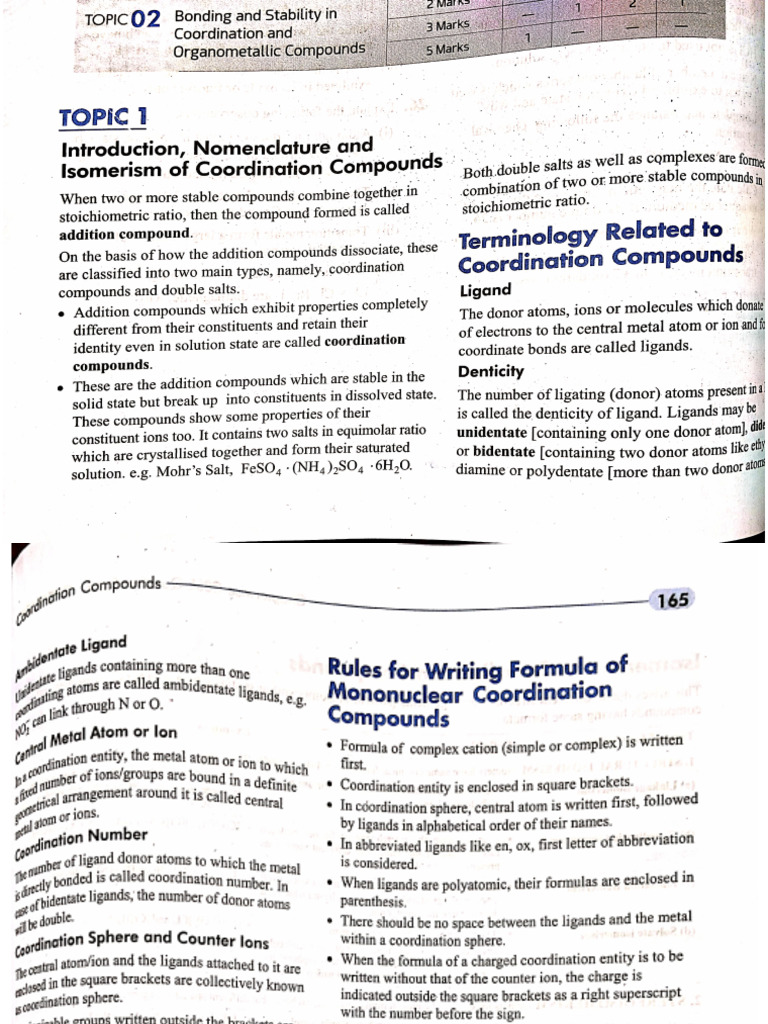 Co-ordination Compunds ( revision) | PDF