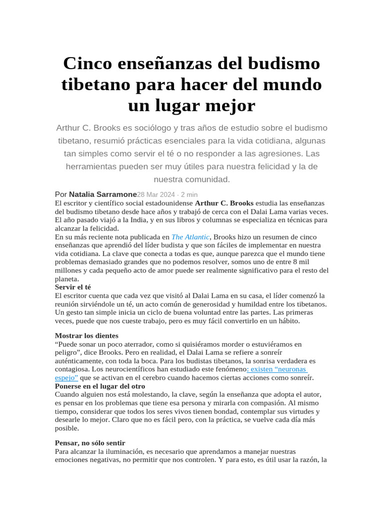 Cinco enseñanzas del budismo tibetano | PDF | Budismo tibetano
