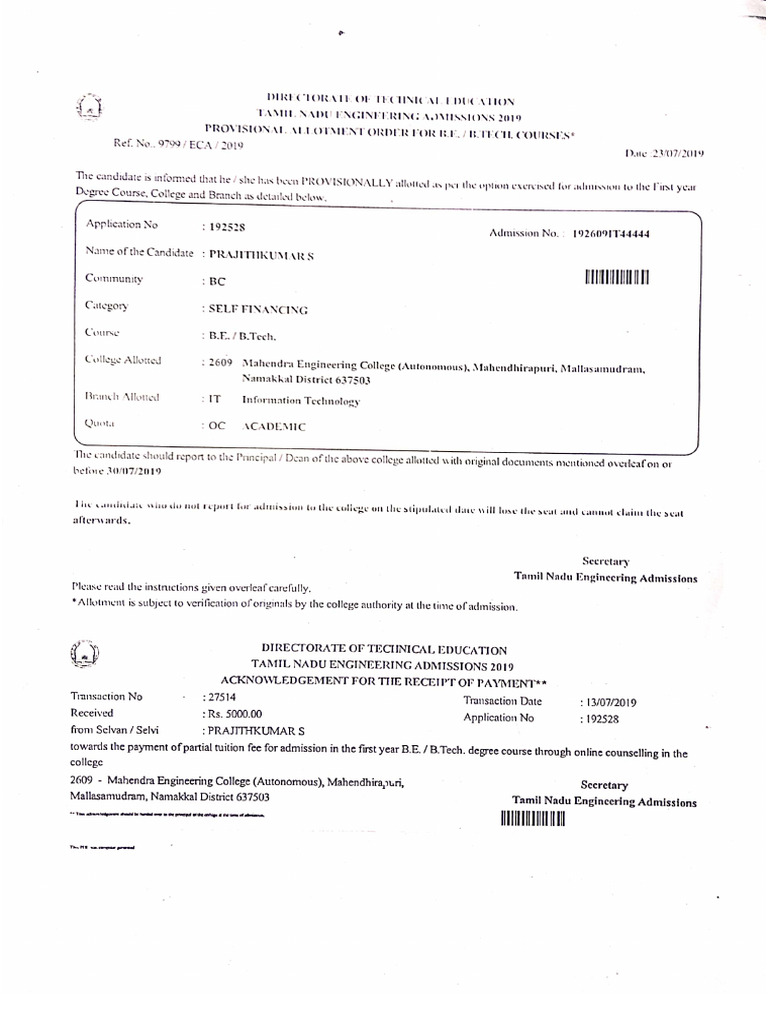 Allotment Letter | PDF