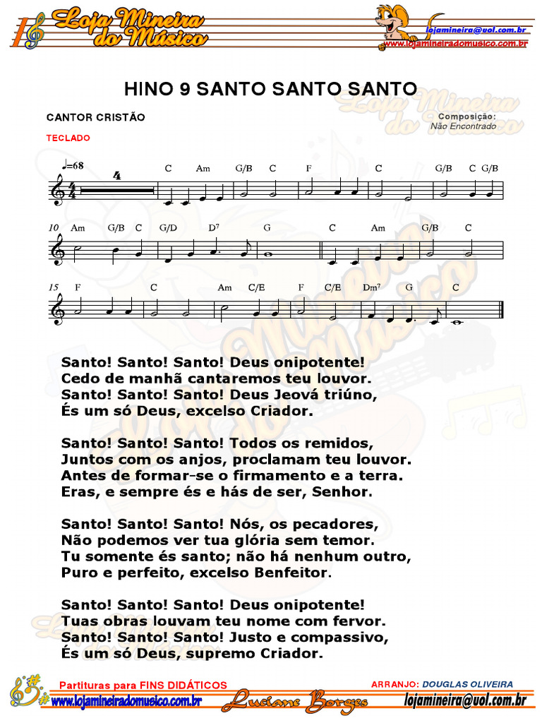 HINO 009 - SANTO SANTO SANTO - CC (TECLADO) | PDF