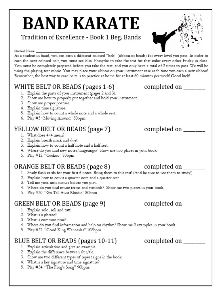 BAND KARATE Jefferson BB | PDF | Elements Of Music | Music Theory