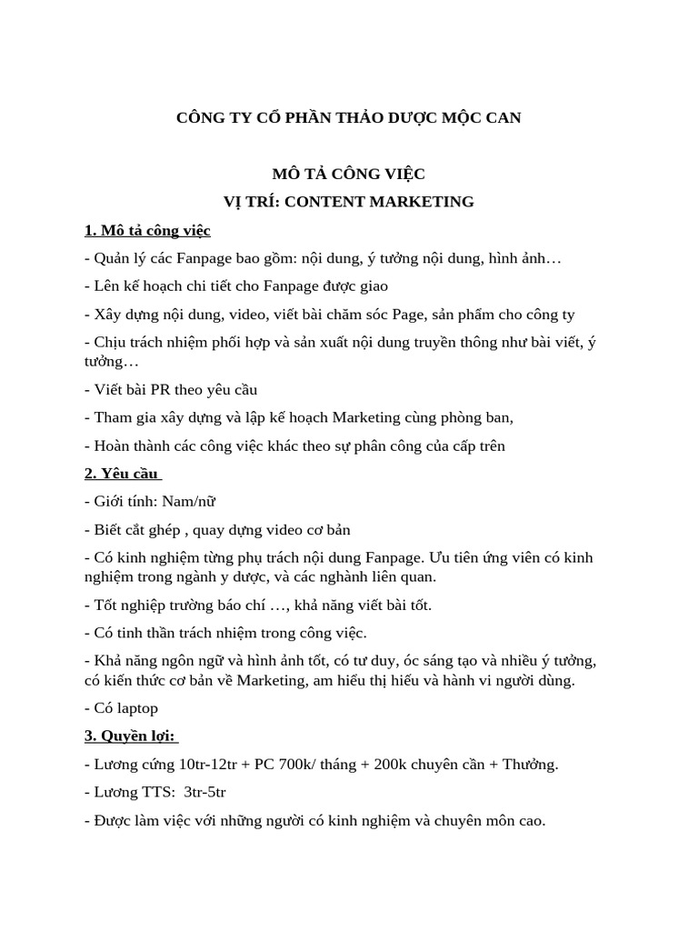 JD Content Marketing - M C Can | PDF