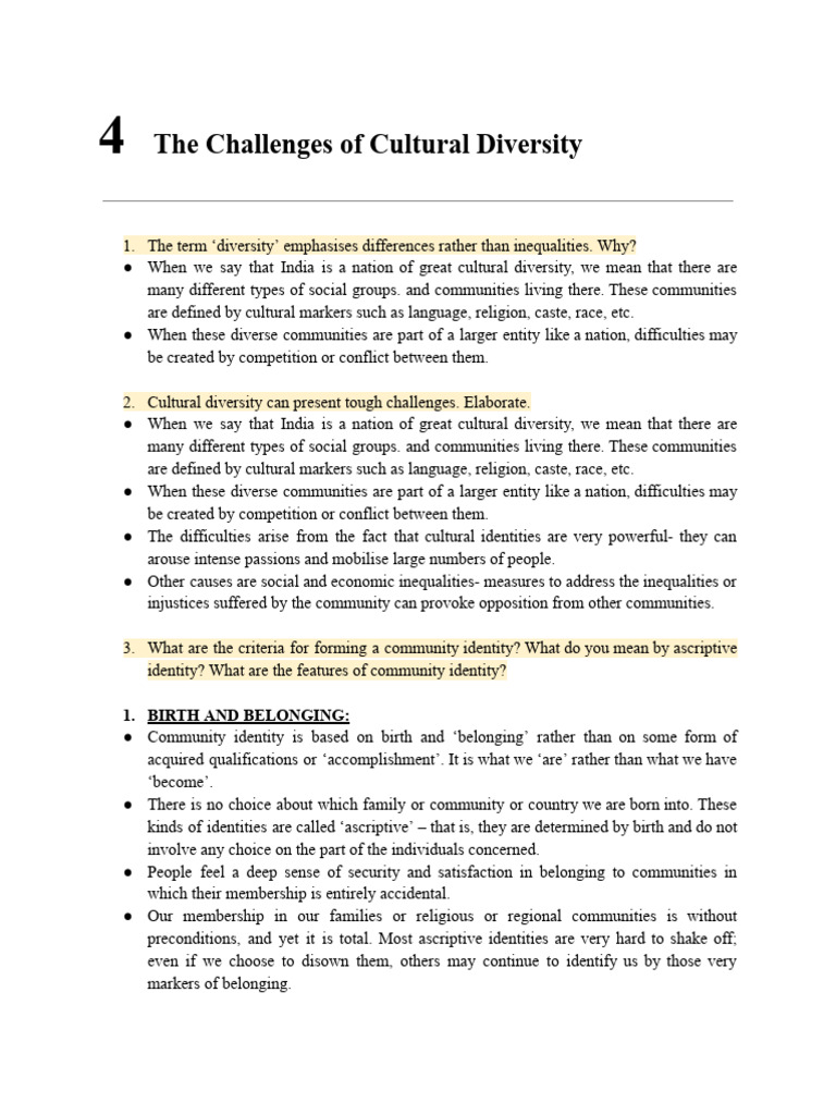 Challenges of Cultural Diversity in India | PDF | Nation | Community