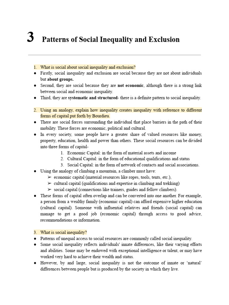 3- Patterns of Social Inequality and Exclusion | PDF | Caste | Dalit